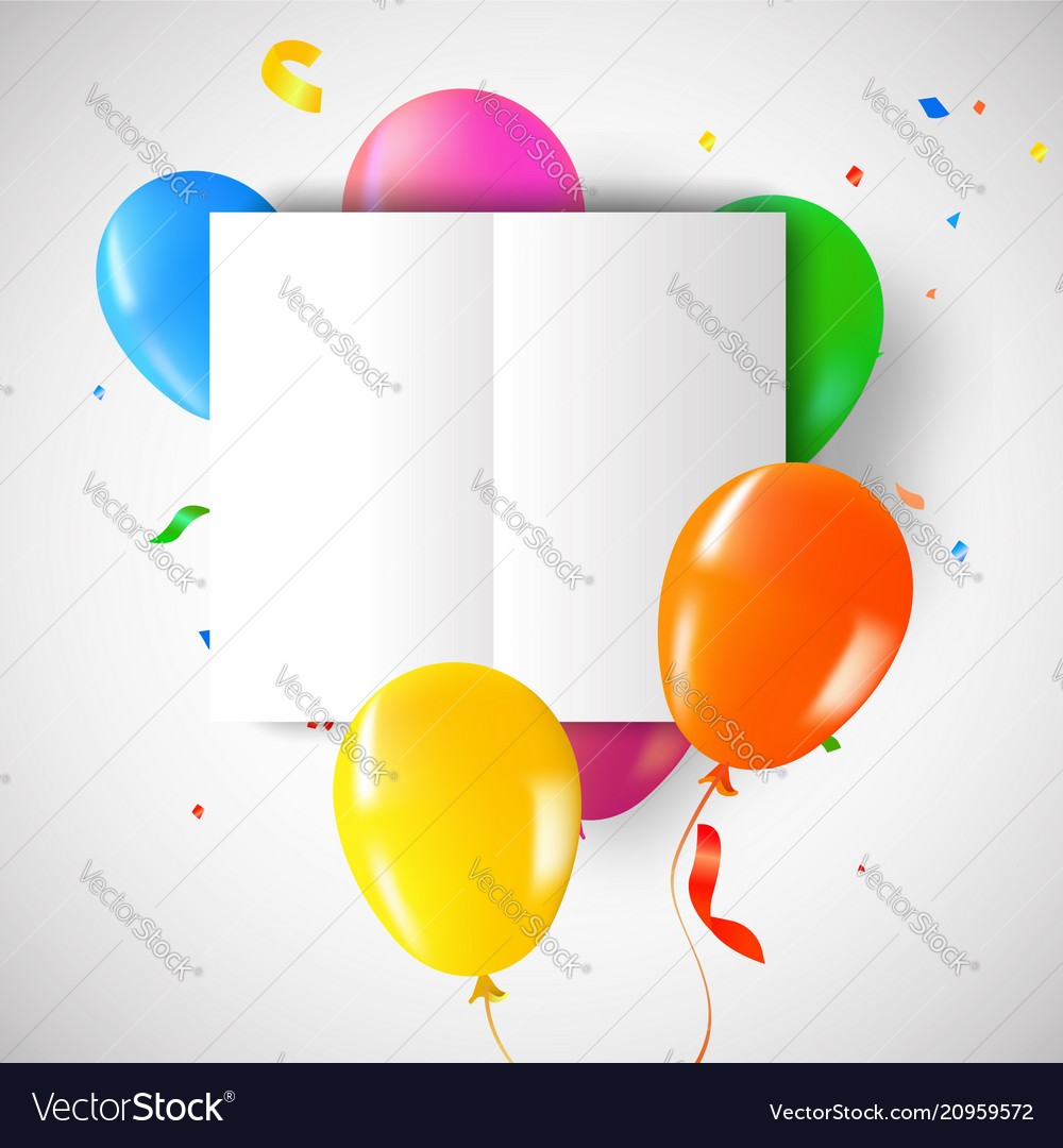 Birthday party balloons with card template Vector Image