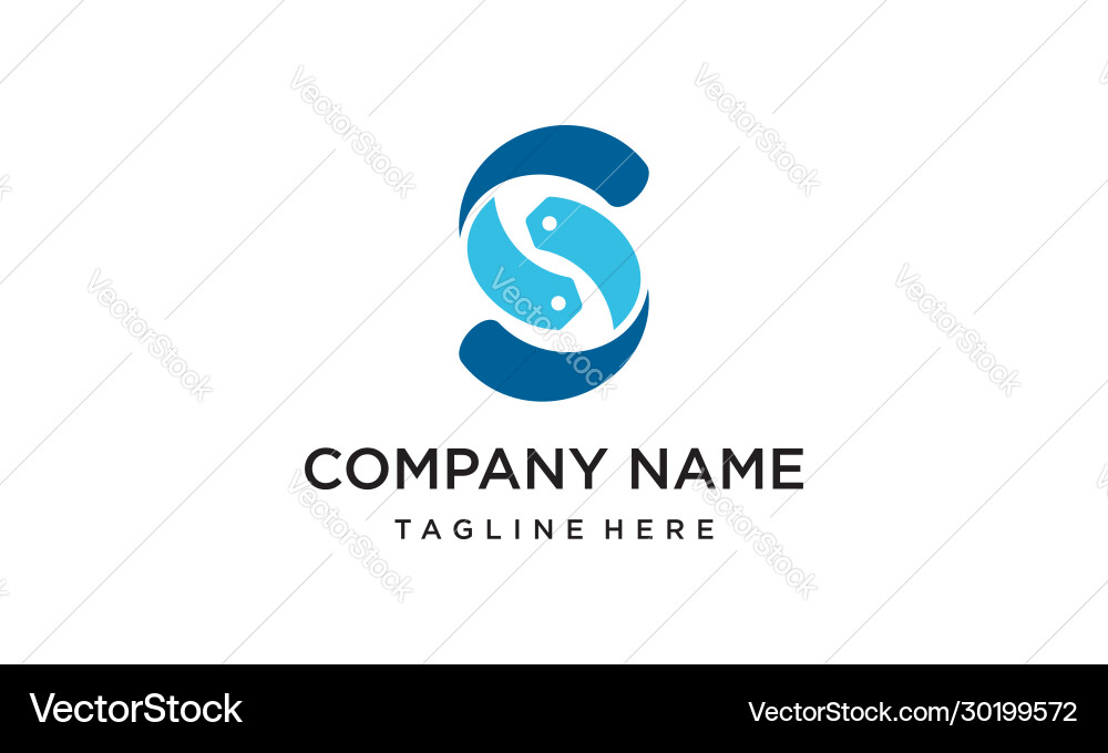 Blue initial letter s with price tag logo design Vector Image