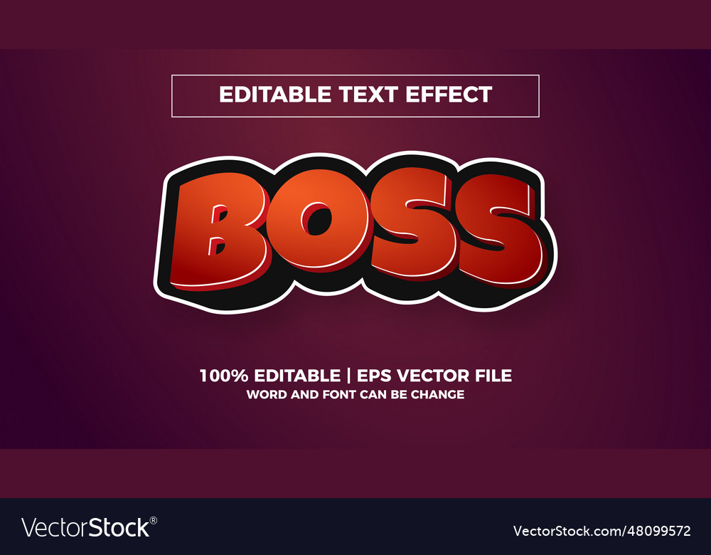 Boss editable text effect Royalty Free Vector Image