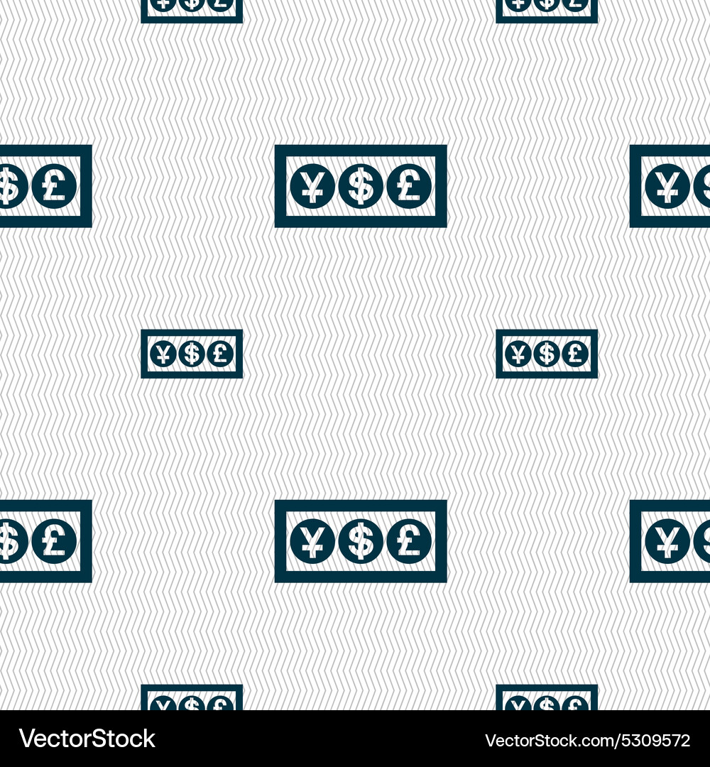 Cash currency icon sign seamless pattern Vector Image