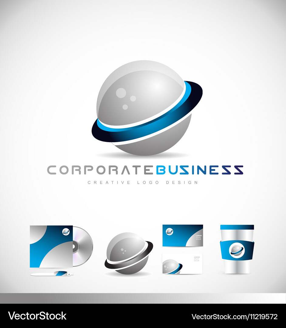 Corporate business 3d sphere logo Royalty Free Vector Image