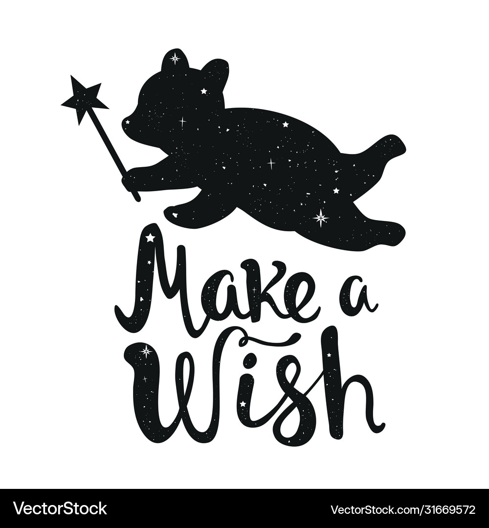 Cute typography poster with bear and lettering Vector Image