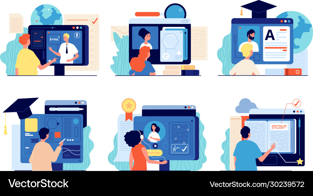 Distance school internet education online Vector Image