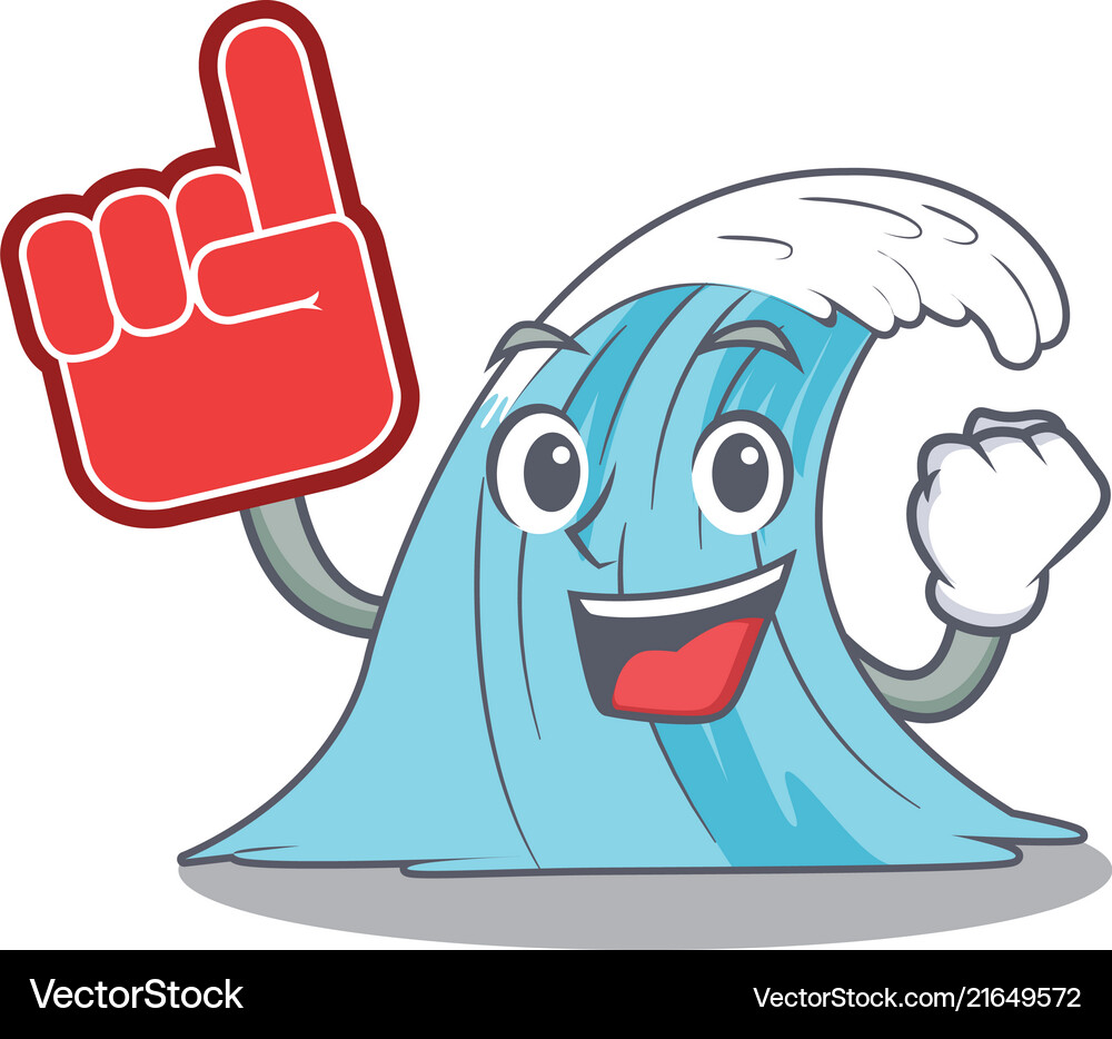 Foam finger splash surf wave cartoon Royalty Free Vector
