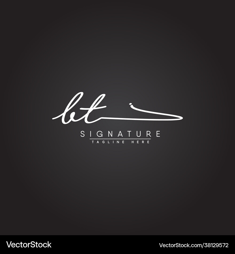 Initial letter bt logo - hand drawn signature Vector Image