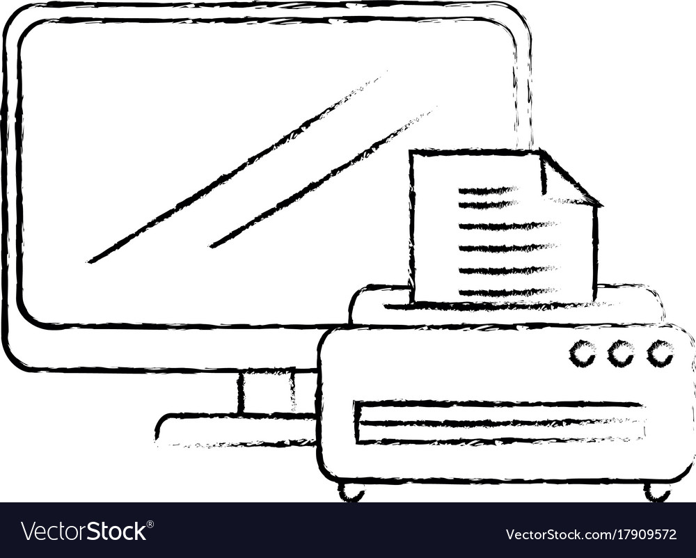 Laptop computer with printer Royalty Free Vector Image