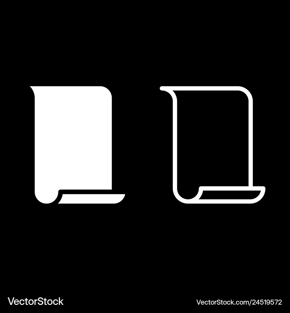 Papyrus Papier Pergament Manuskript Icon Set Vektorbild