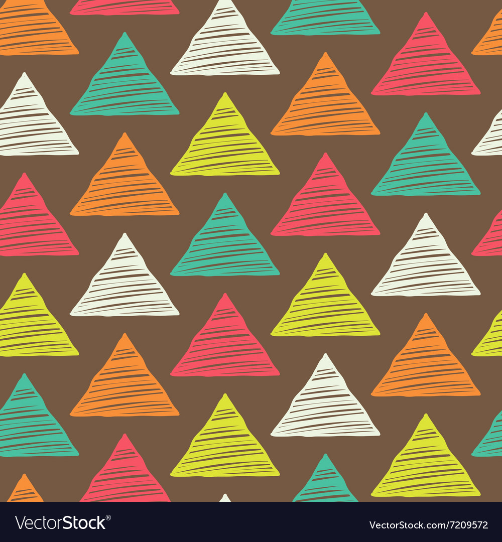 Seamless hand-drawn triangles pattern Royalty Free Vector