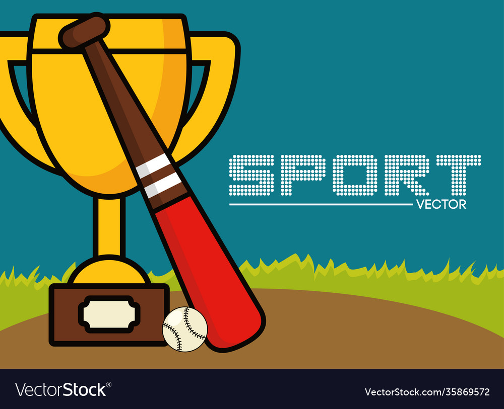 Sport trophy baseball bat and ball design Vector Image
