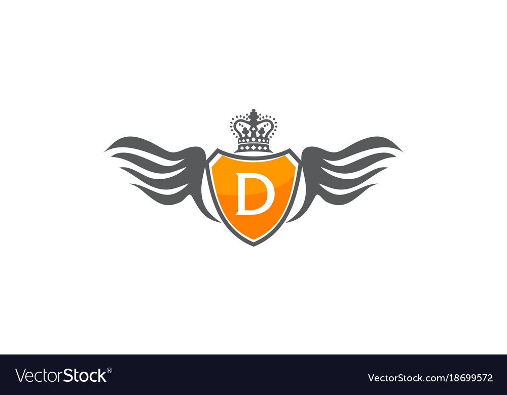 Wing shield crown initial d Royalty Free Vector Image