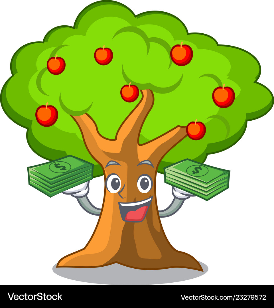 With money apples on tree branch character Vector Image