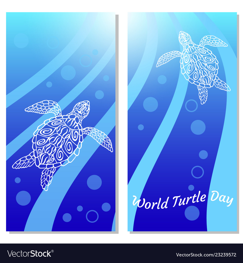 World turtle day water turtles flyers for event Vector Image