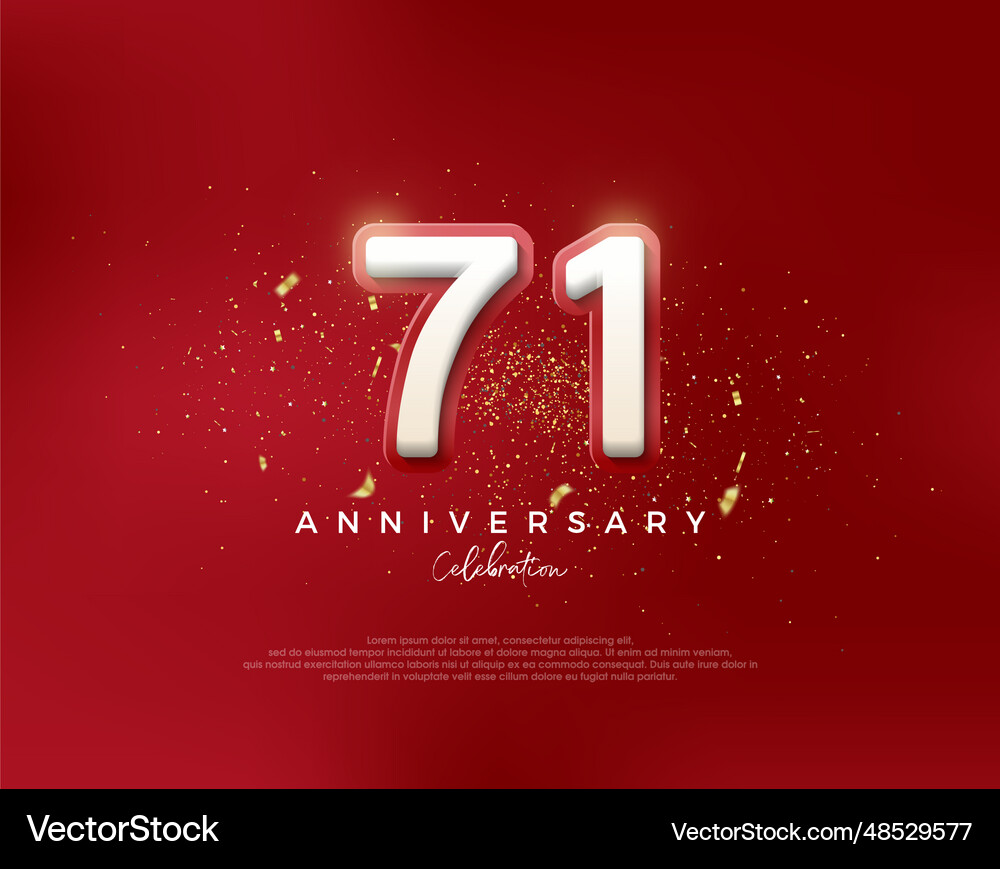 71st anniversary number with 3d white numbers Vector Image