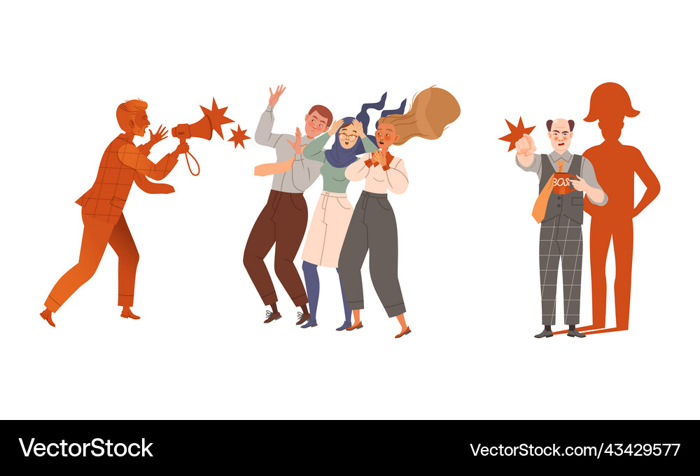 Angry chief yelling at office employee Royalty Free Vector