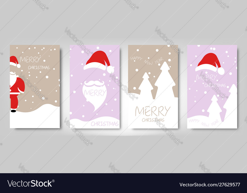 Christmas card set merry happy new year Royalty Free Vector