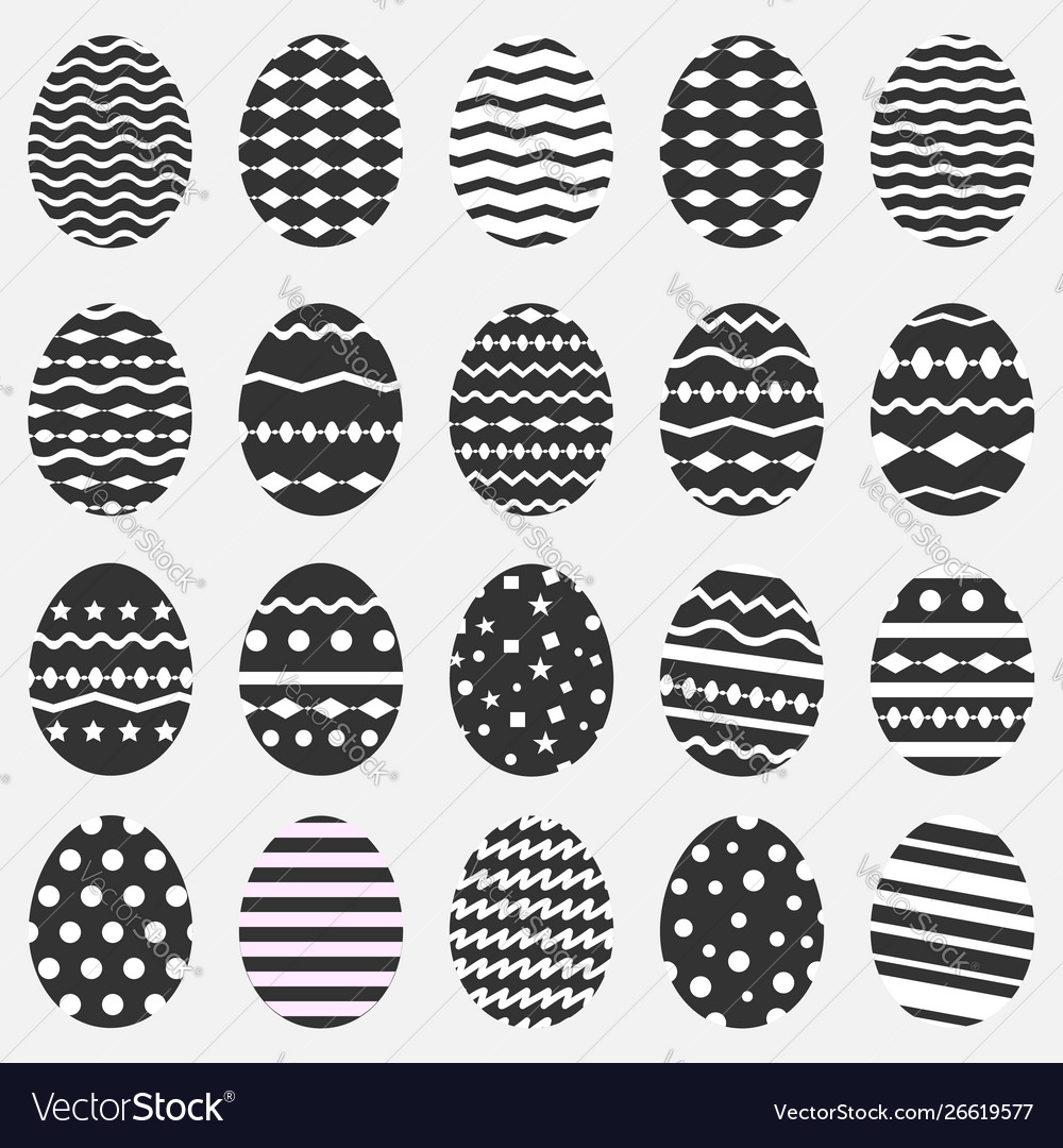 Easter eggs icons set collection Royalty Free Vector Image