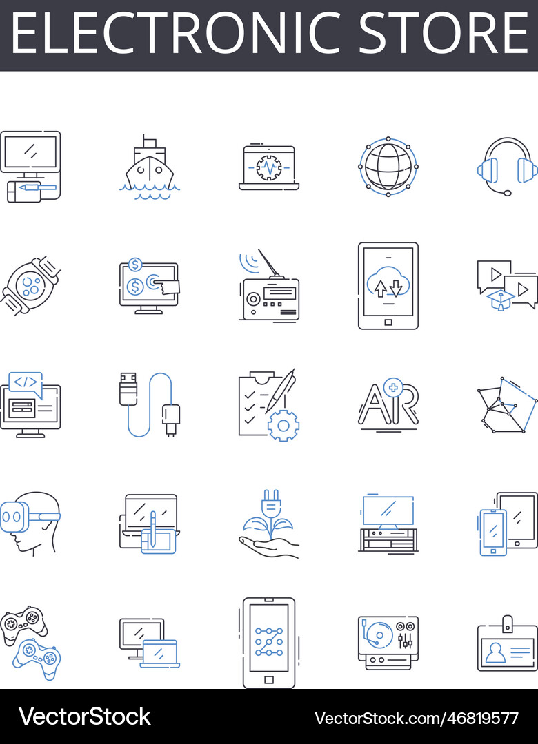 Electronic store line icons collection gadget Vector Image