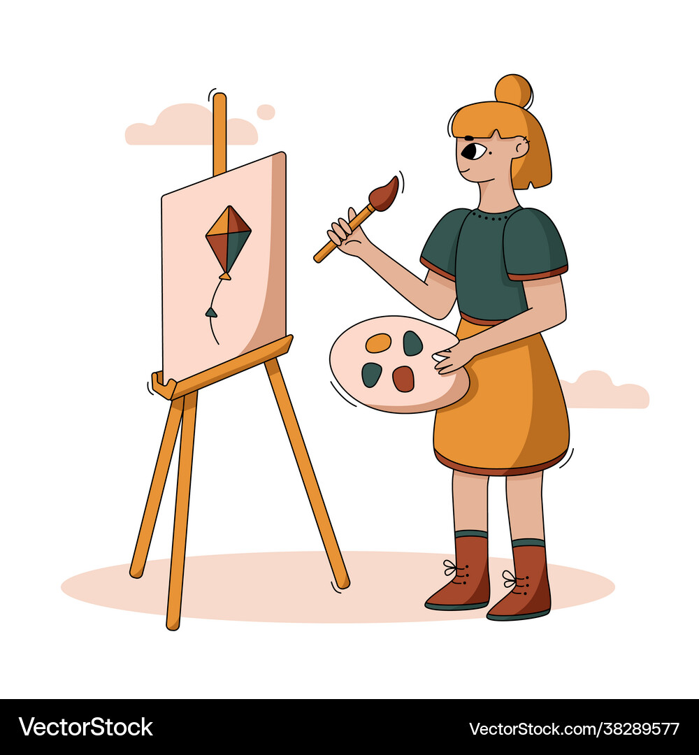Flat cartoon cute girl Royalty Free Vector Image