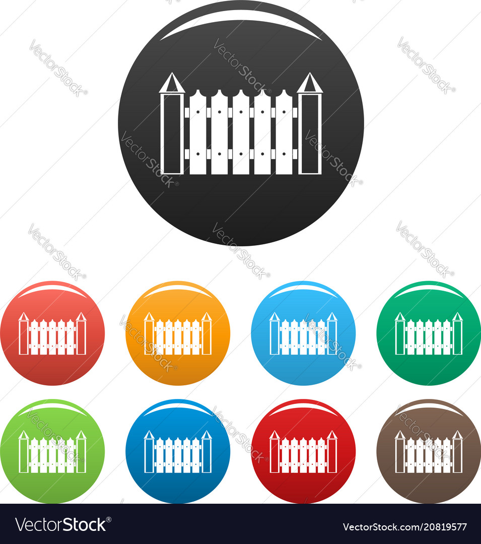 Garden fence icons set color Royalty Free Vector Image