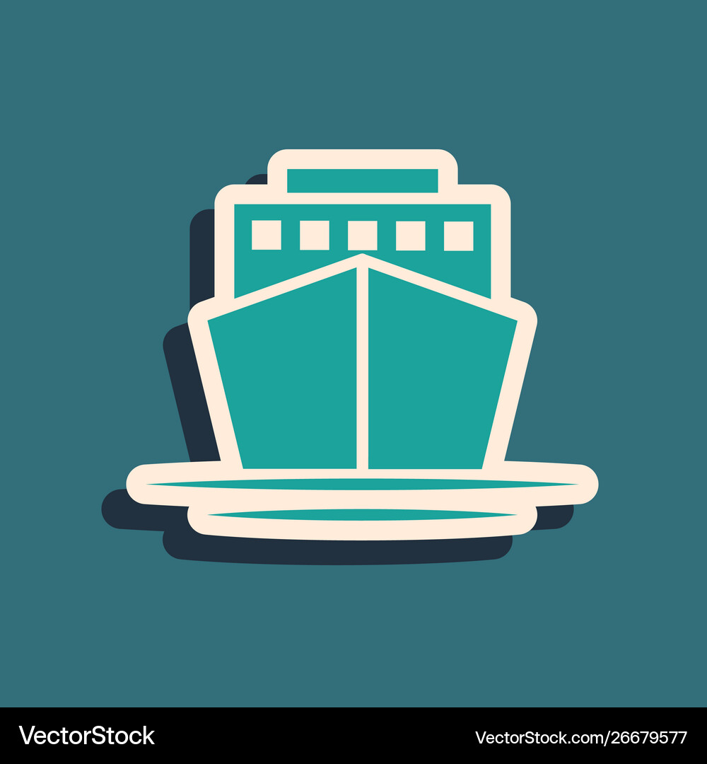 Green ship icon isolated on blue background long Vector Image