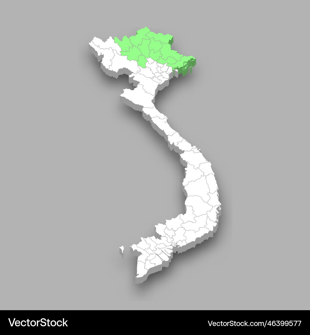 Northeast region location within vietnam map Vector Image