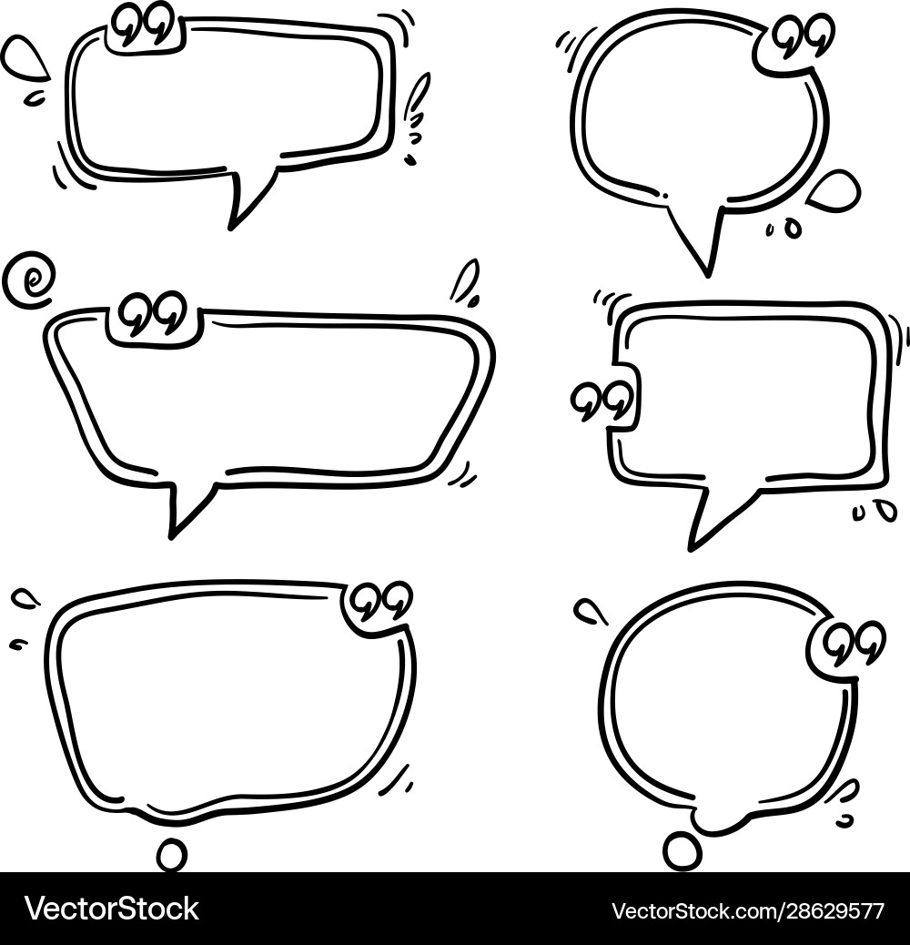 Quote mark icon symbol with hand drawn doodle Vector Image