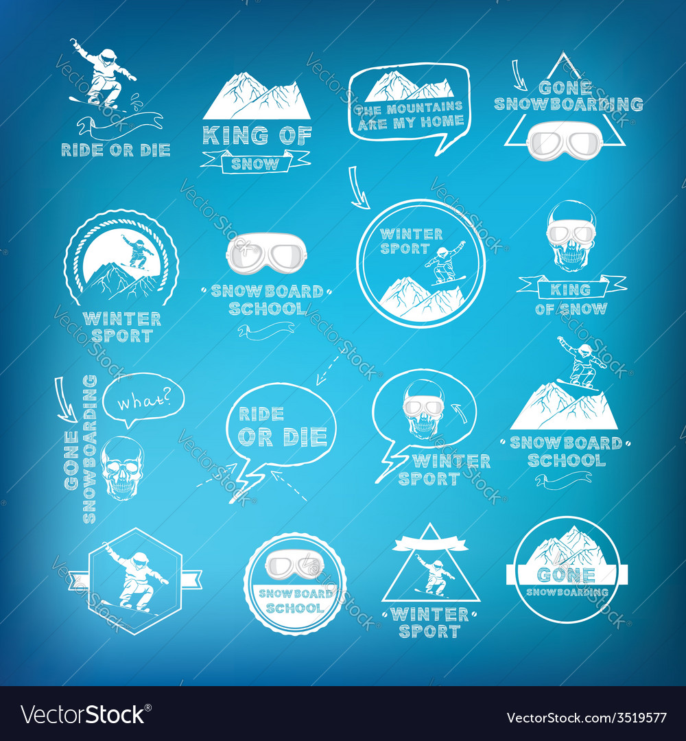 Snowboarding winter sport icon set Royalty Free Vector Image