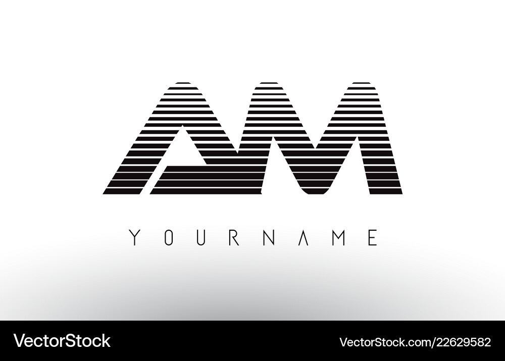 Am black and white horizontal stripes letter logo Vector Image
