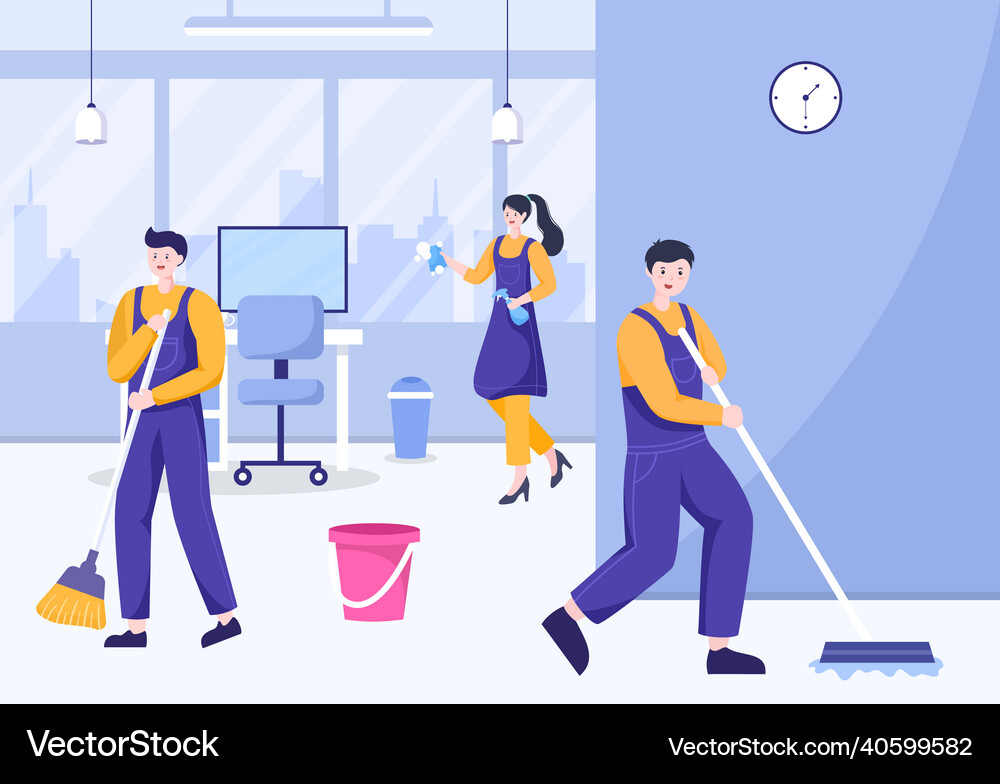 Cleaning service company flat design people Vector Image
