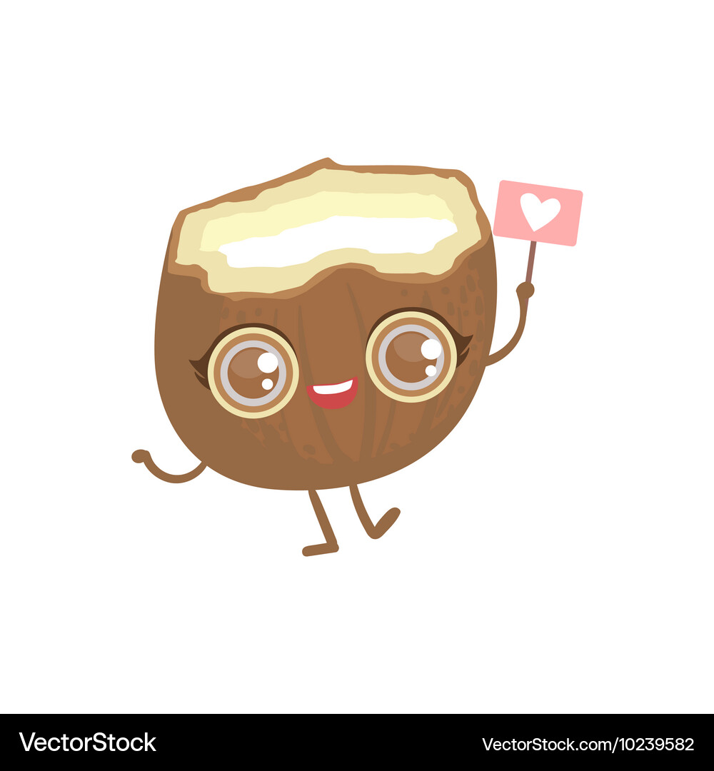 Coconut girly cartoon character Royalty Free Vector Image