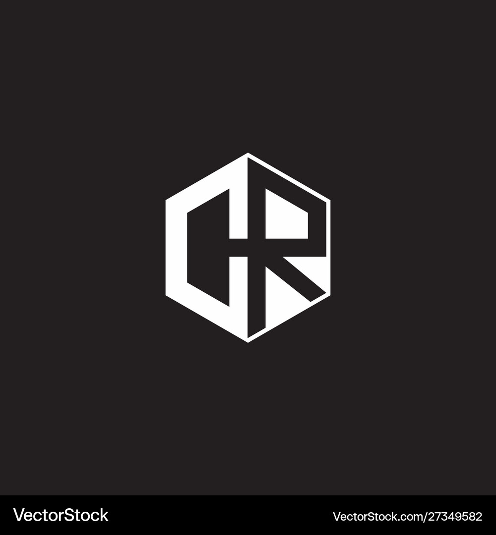 Cr logo monogram hexagon with black background Vector Image