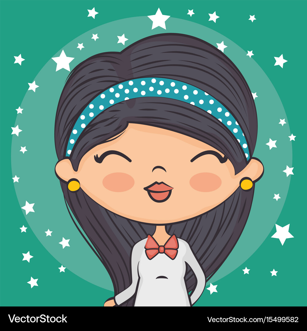 Cute half body girl Royalty Free Vector Image - VectorStock