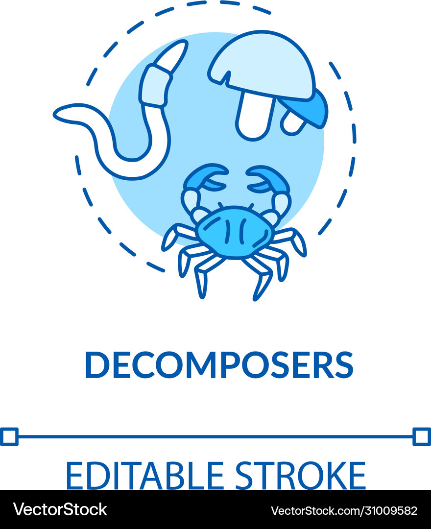 Decomposers blue concept icon food chain final Vector Image