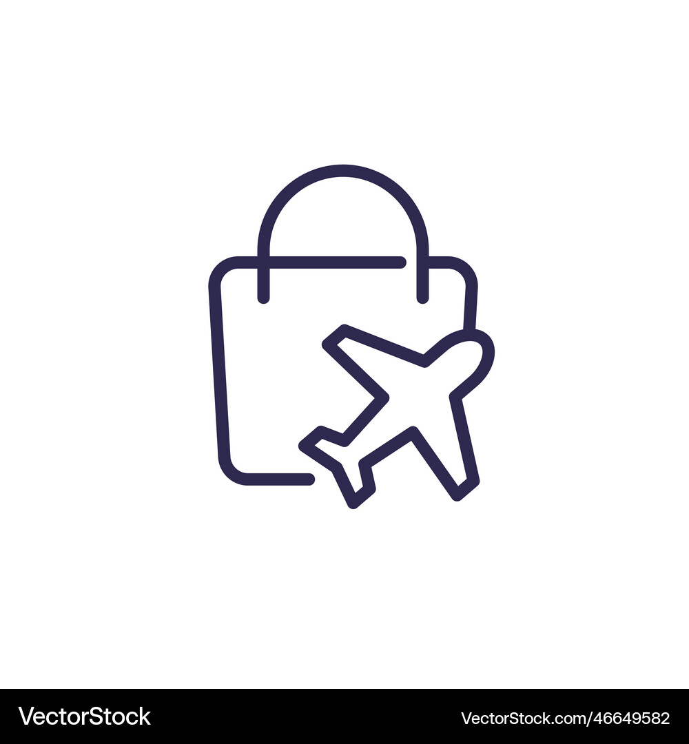 Duty free bag line icon on white Royalty Free Vector Image