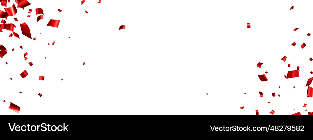 Falling red cut out foil ribbon confetti Vector Image