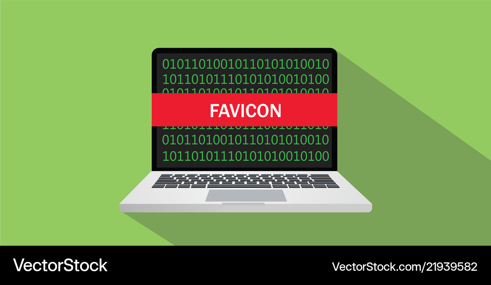 Favicon concept sign with laptop and text Vector Image