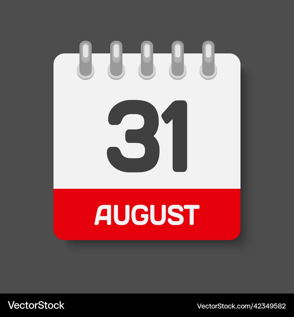 Icon day date 31 august template calendar page Vector Image