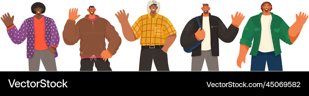 People greeting friendly gesture male characters Vector Image