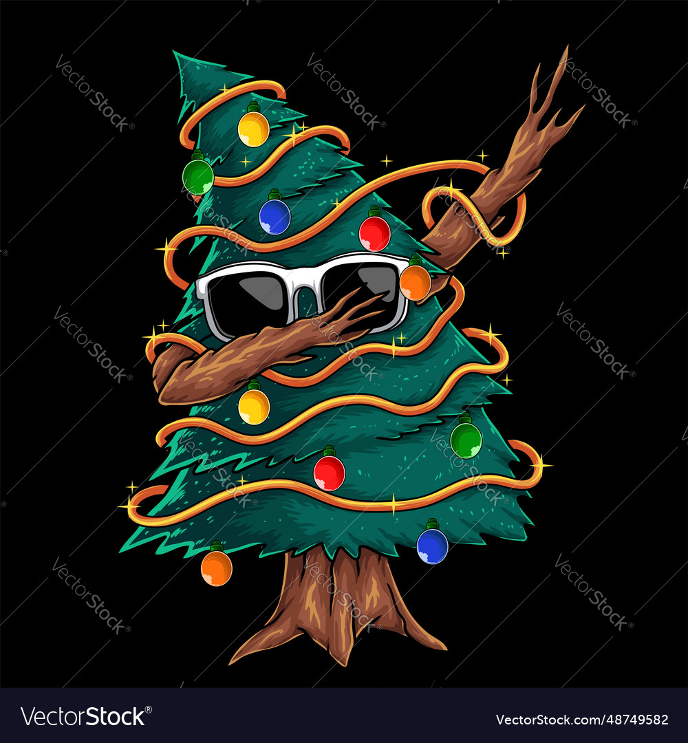Pine tree dabbing dance Royalty Free Vector Image