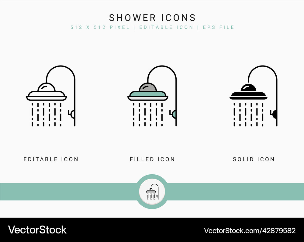 Shower icons set with icon line style Royalty Free Vector