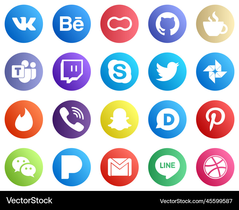 20 social media icons for every platform Vector Image