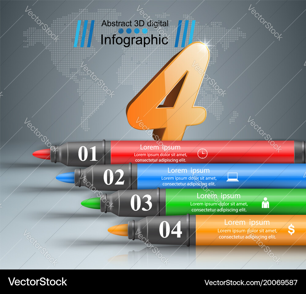 Abstract marker drawing 3d infographics Royalty Free Vector