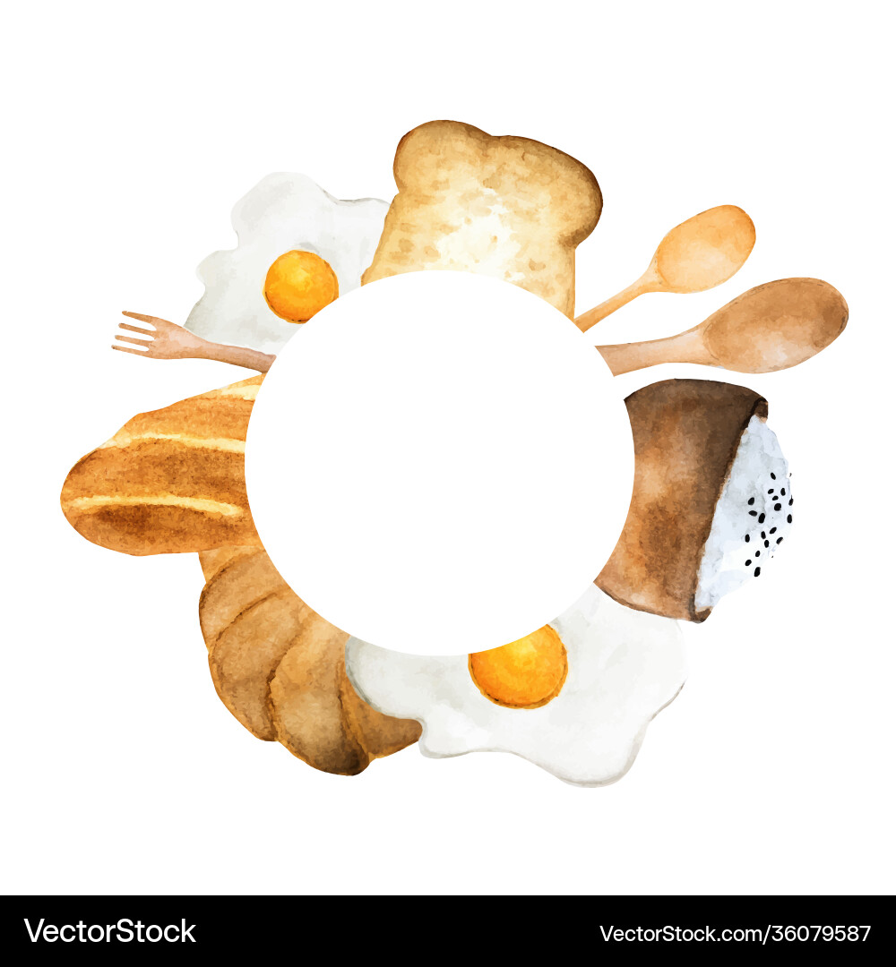 Breakfast circle frame Royalty Free Vector Image