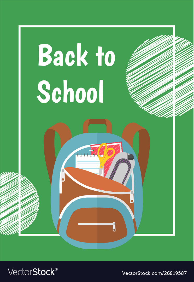 Colored school backpack back Royalty Free Vector Image
