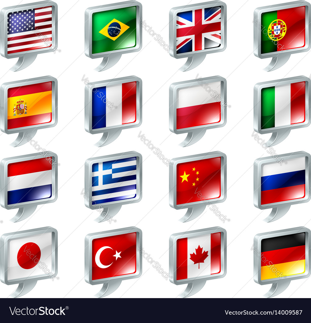 Flag speech bubble icons buttons Royalty Free Vector Image