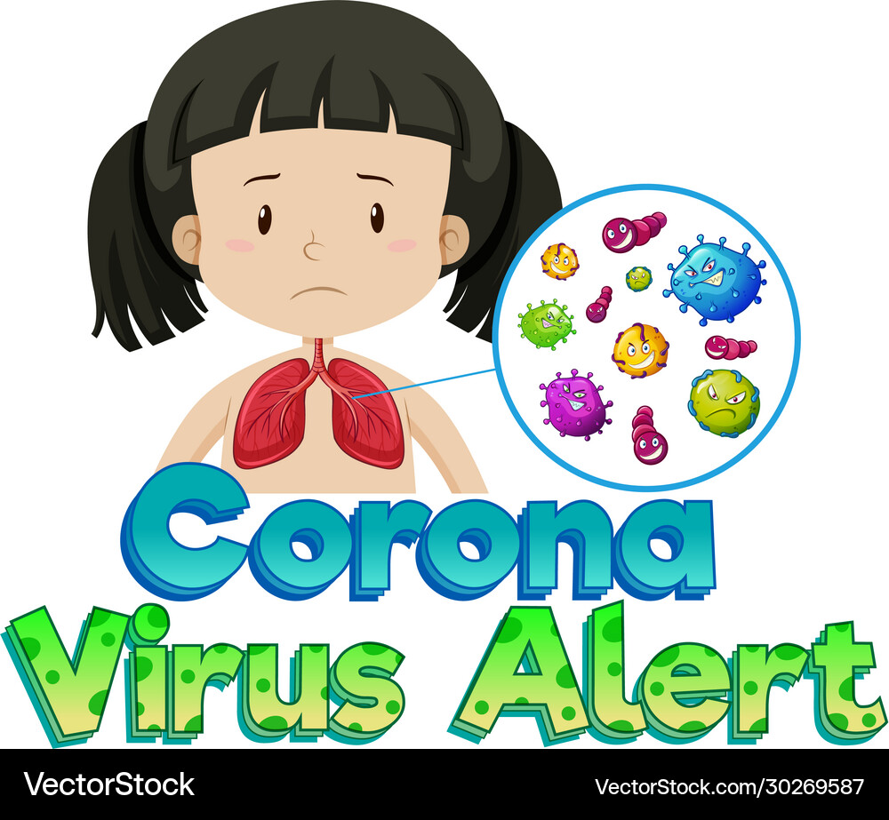 Font design for coronavirus alert with sick kid Vector Image