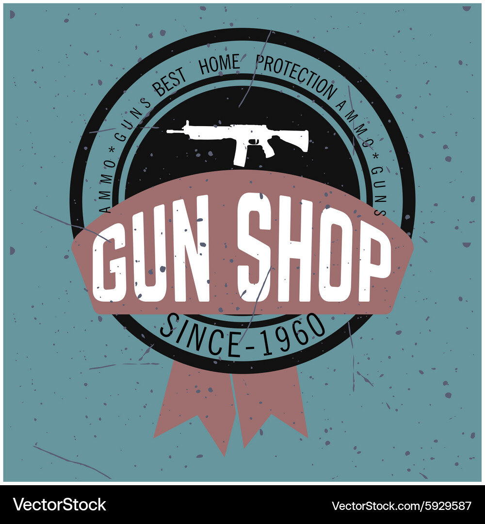 Gun shop logotypes and badges set Royalty Free Vector Image