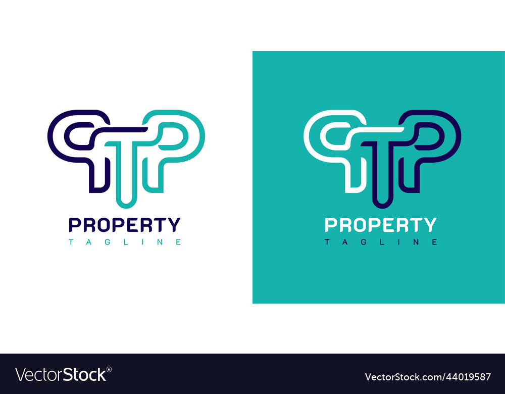 Letters Ptp Ppt Tpp Logo On Blue Cyan And White Vector Image