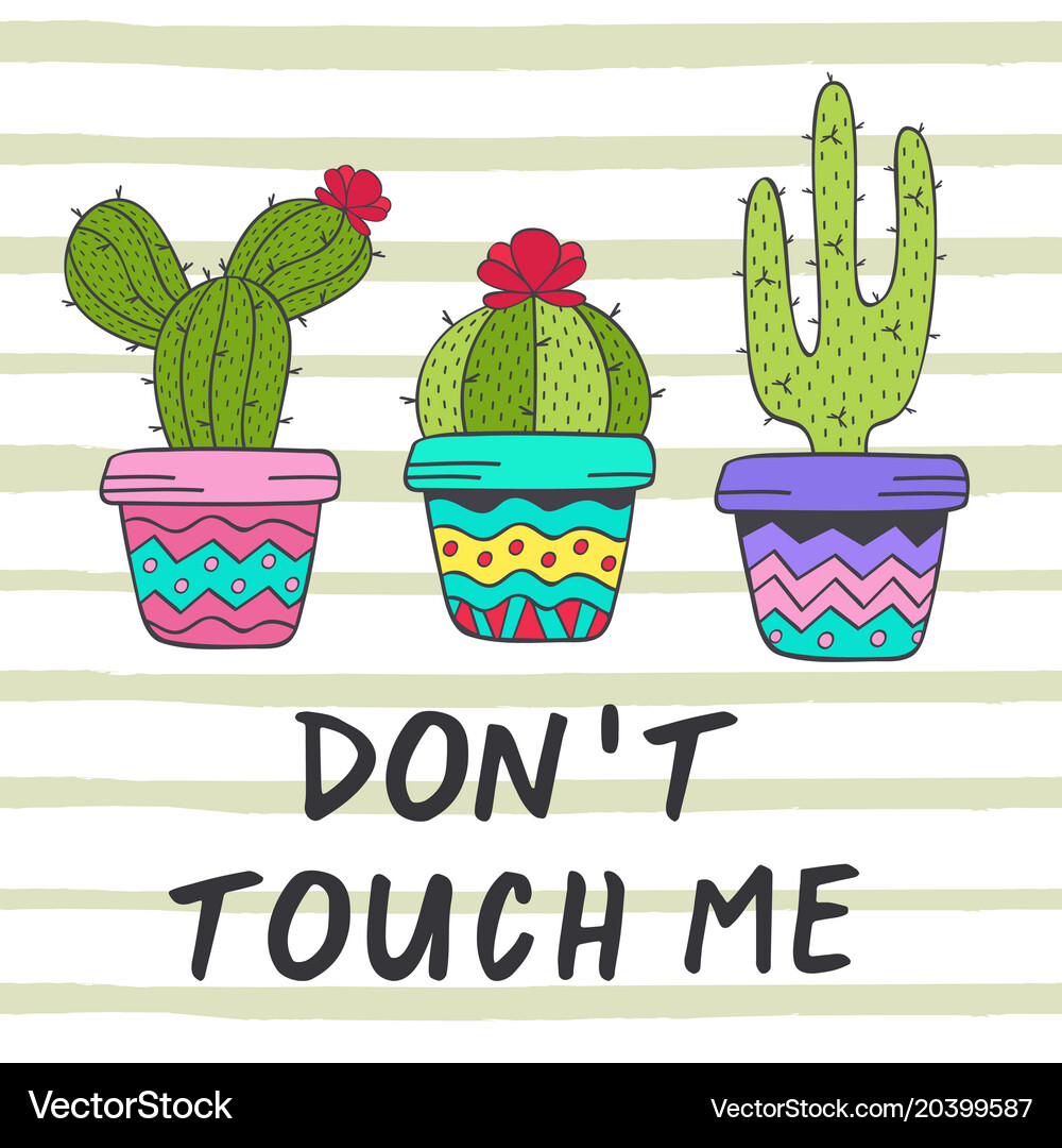 Poster with fun cacti Royalty Free Vector Image