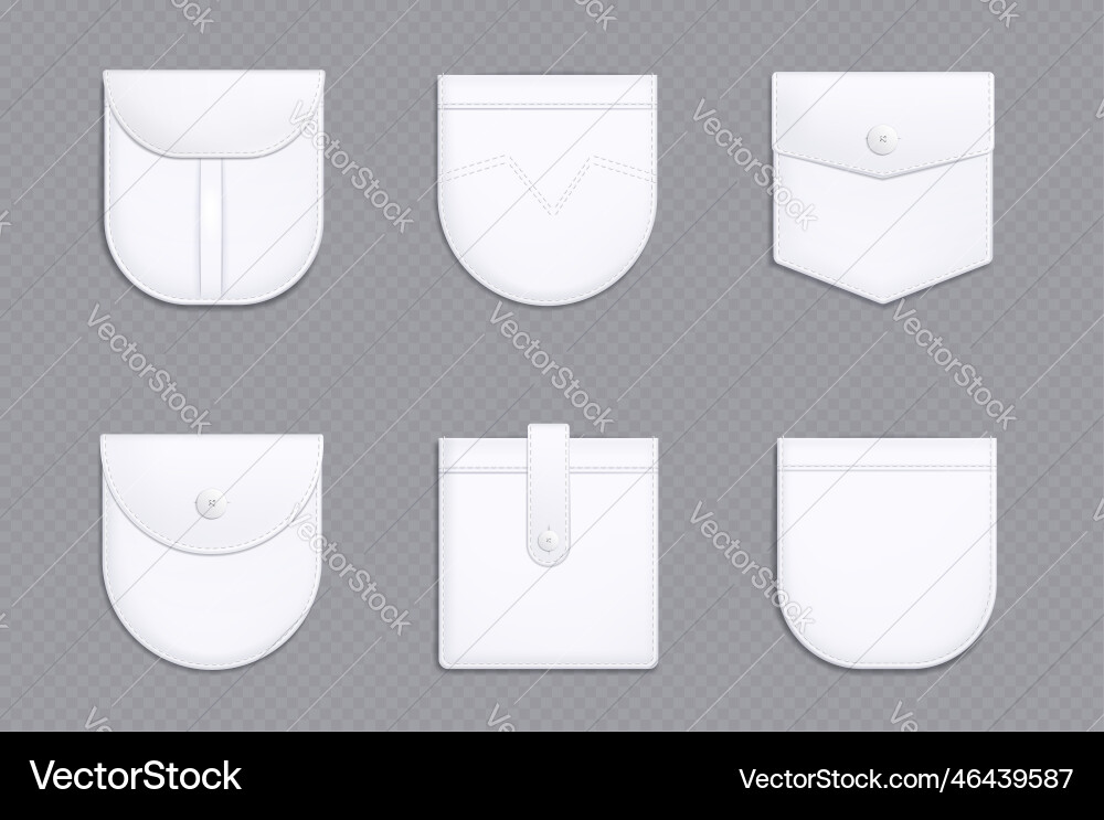 Realistic set of white pocket templates Royalty Free Vector